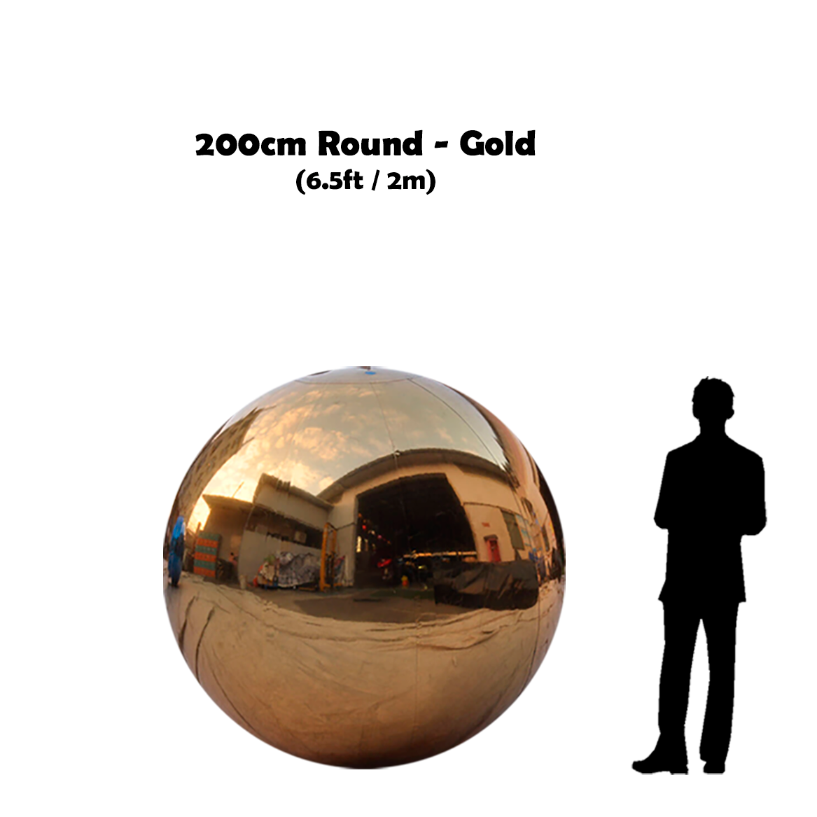Buy Inflatable Shiny Mirror Ball Sphere - Gold - 6.5ft/ 200cm – Party ...