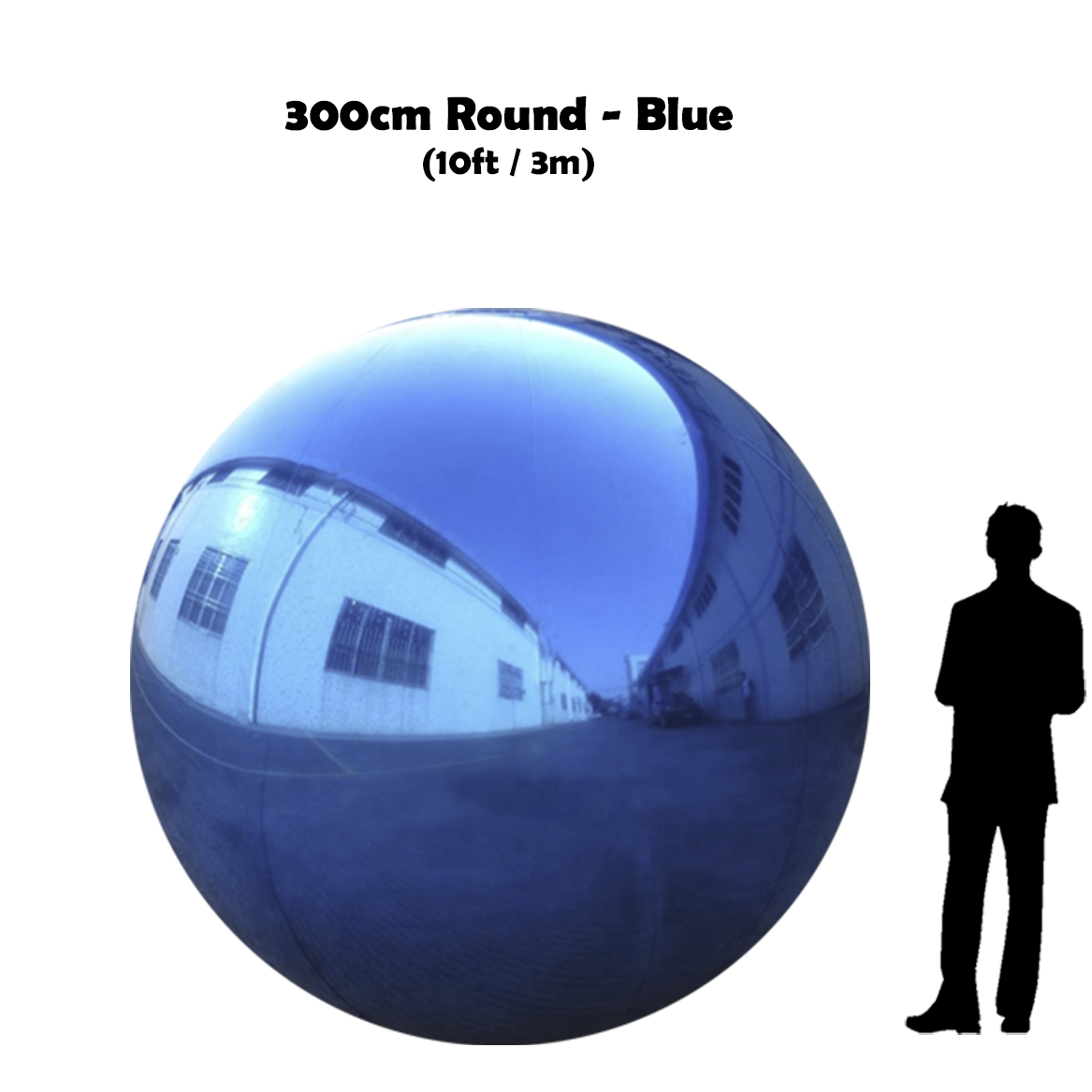 Buy Inflatable Shiny Mirror Ball Sphere - Blue - 10ft / 300cm – Party ...