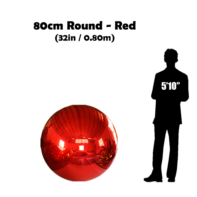 Buy Inflatable Shiny Mirror Ball Sphere - Red - 32in/ 80cm – Party ...